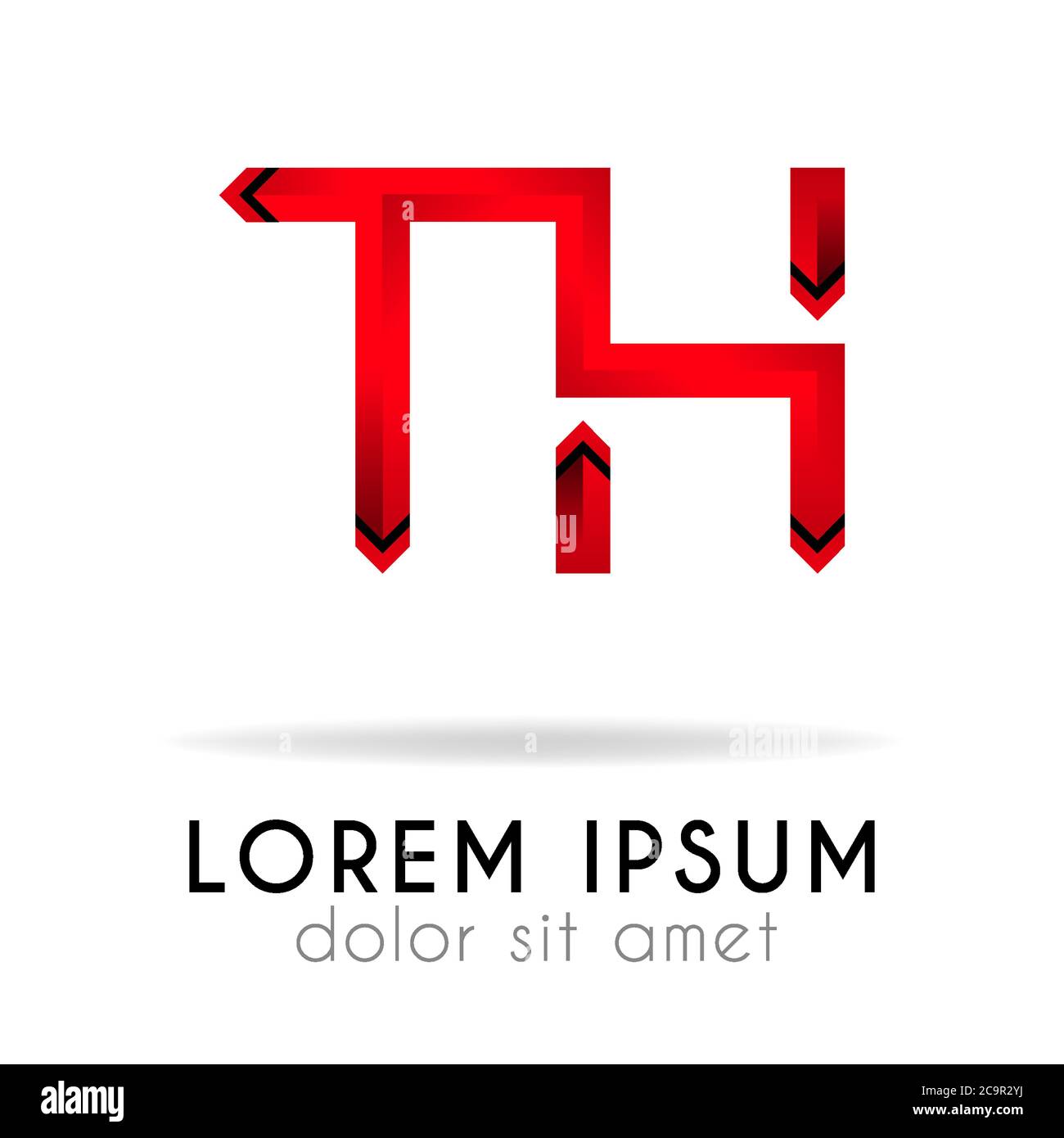 ribbon logo in dark red gradation with TH Letter. can also be used for ...