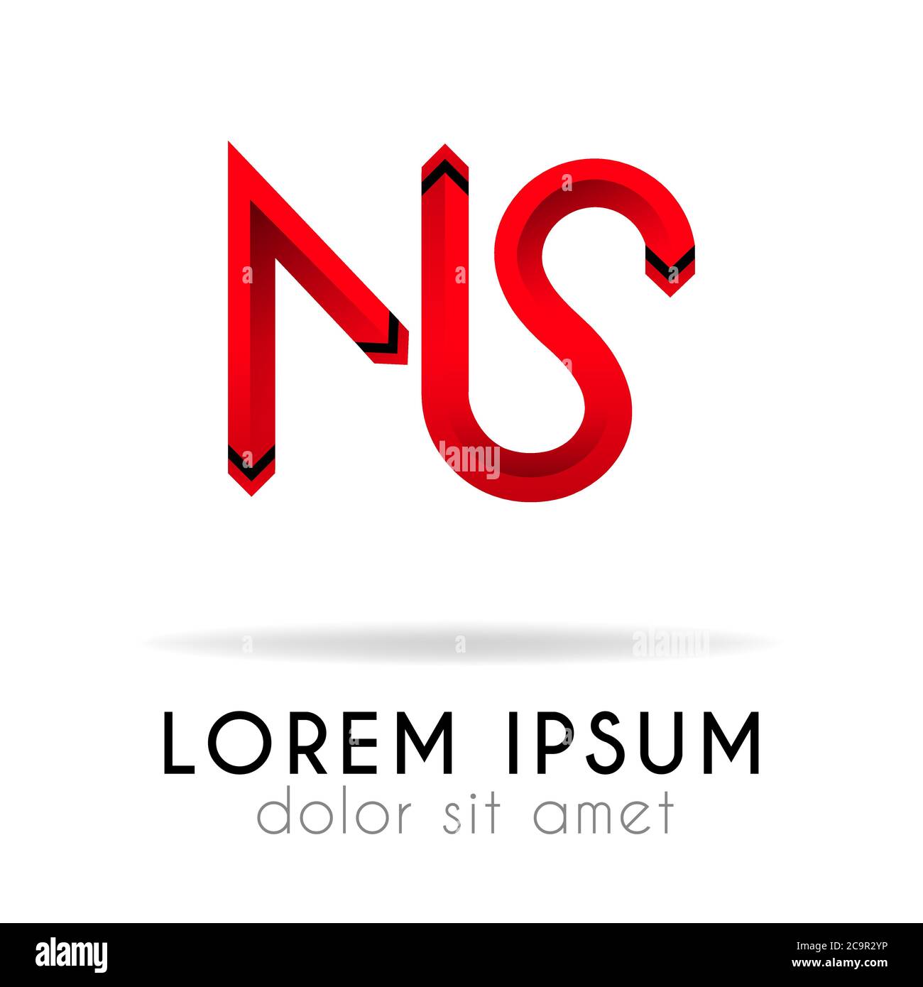 ribbon logo in dark red gradation with NS Letter. can also be used for ...