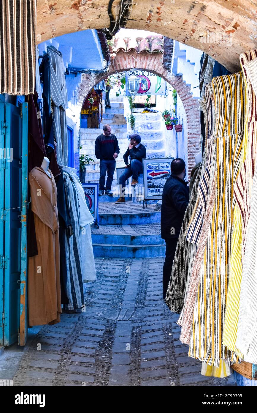 Shops in Chefchaouen Stock Photo - Alamy