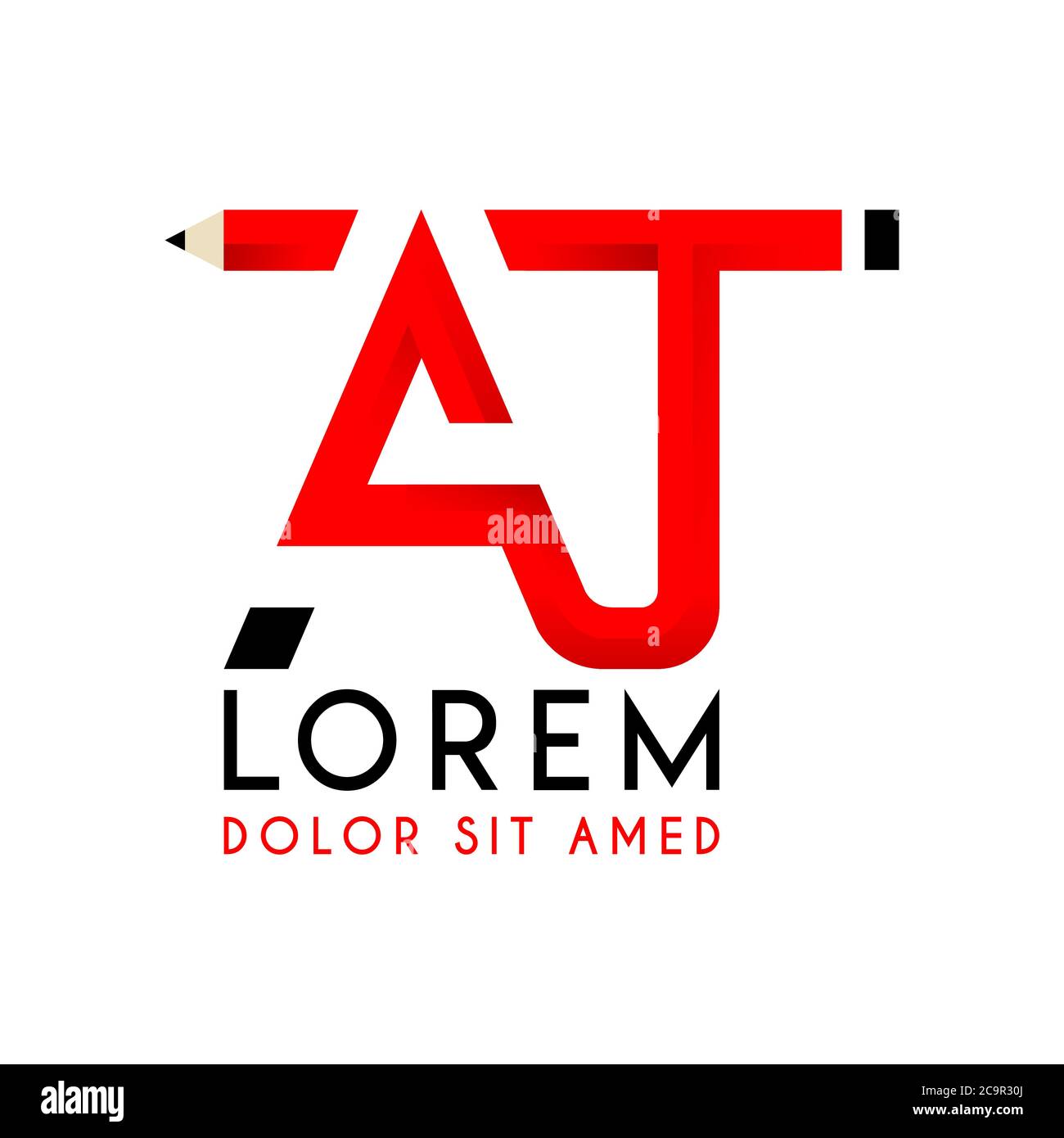 A and T Pencil Logo Letter can be used for companies and businesses ...