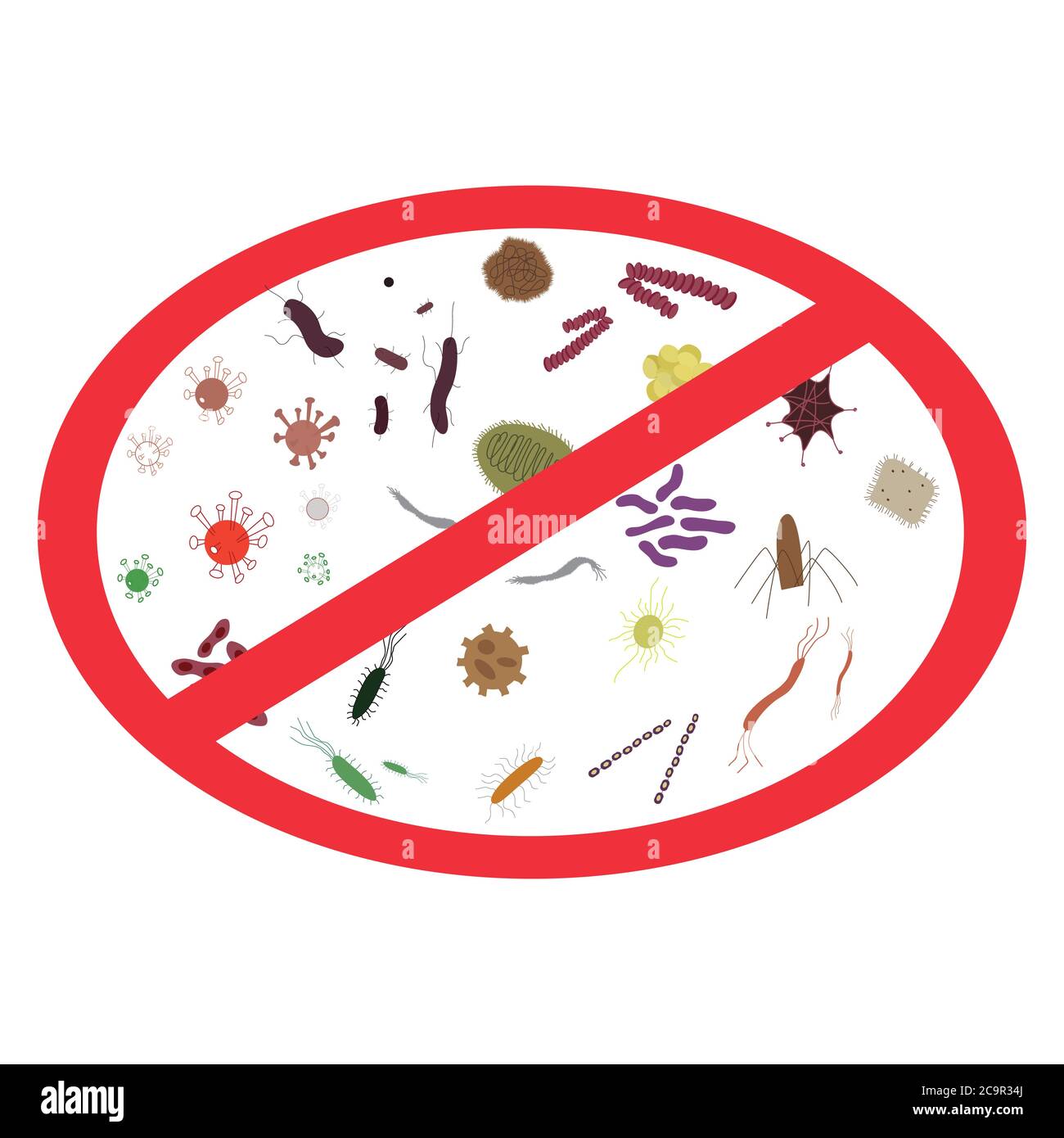A set of icons for viral bacteria. Cartoon illustration. Microorganisms ...