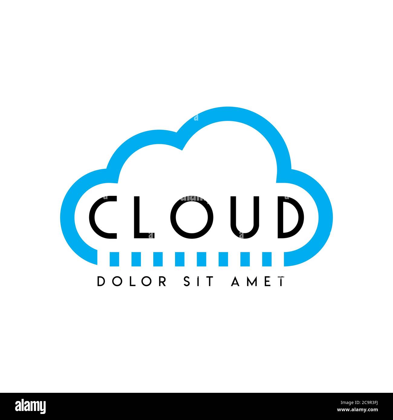 The blue cloud logo with the words CLOUD in the middle and dots Stock ...