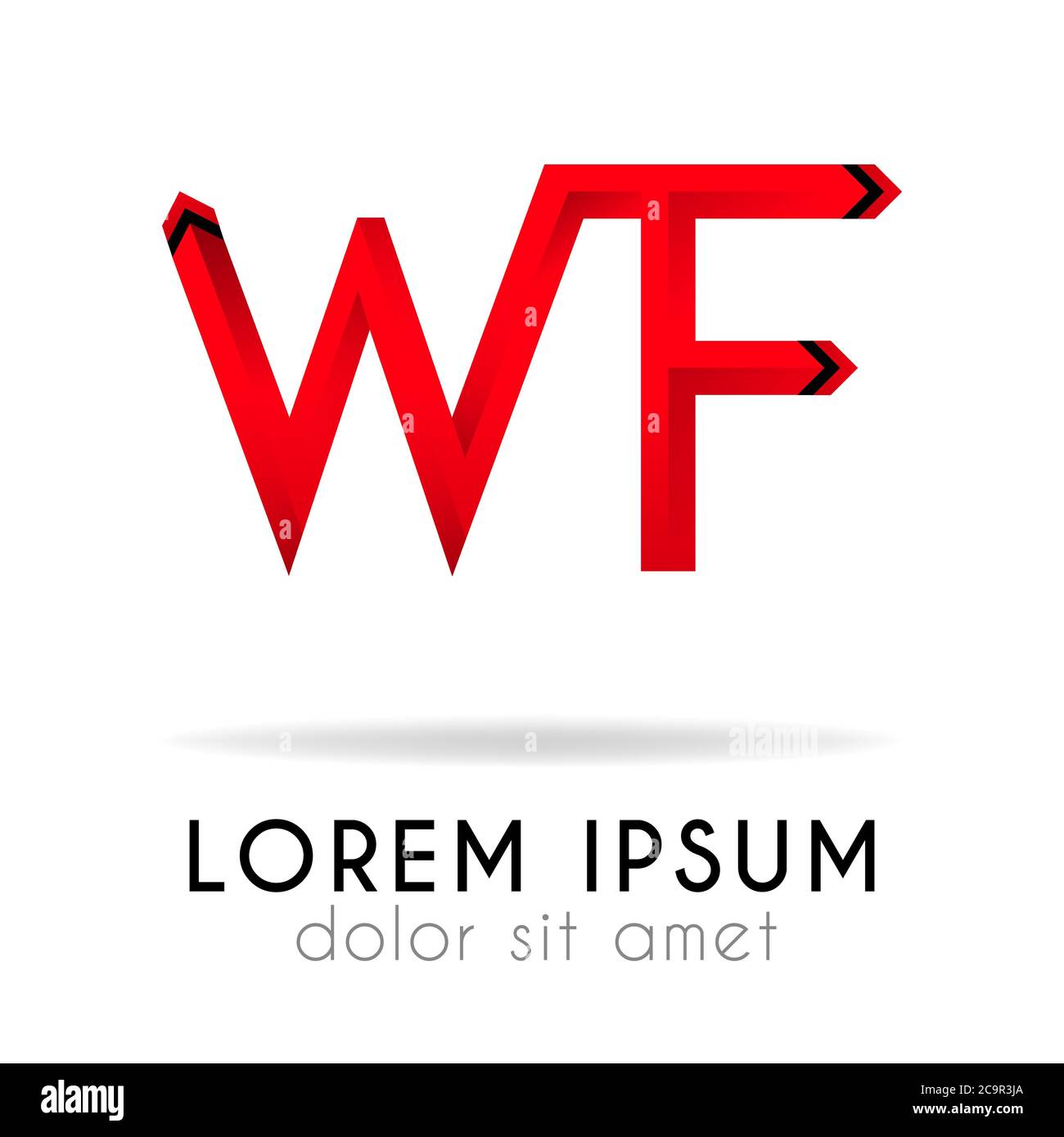 ribbon logo in dark red gradation with WF Letter. can also be used for ...