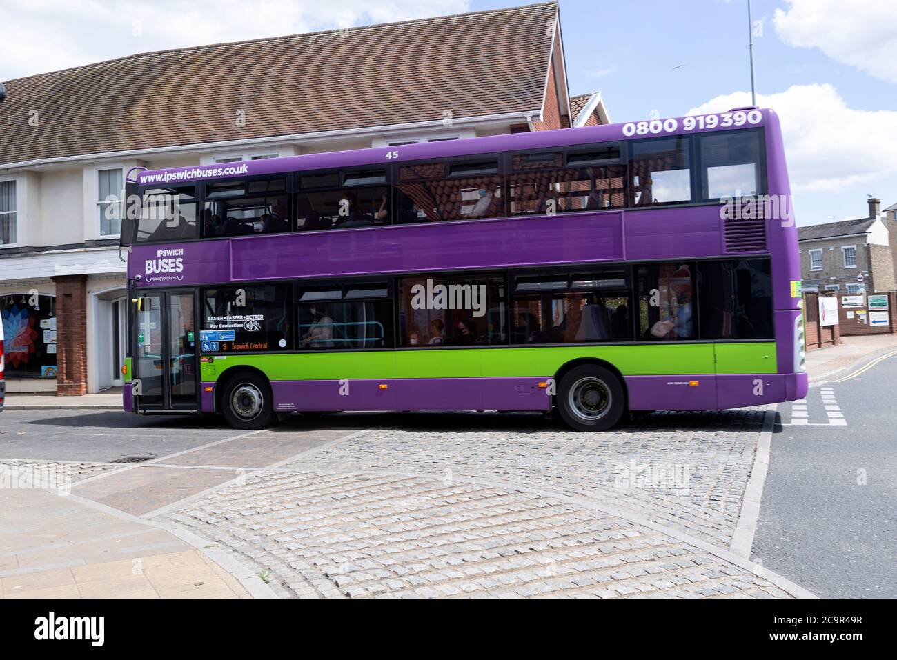 Double decker Ipswich Buses bus in town centre, Ipswich, Suffolk ...