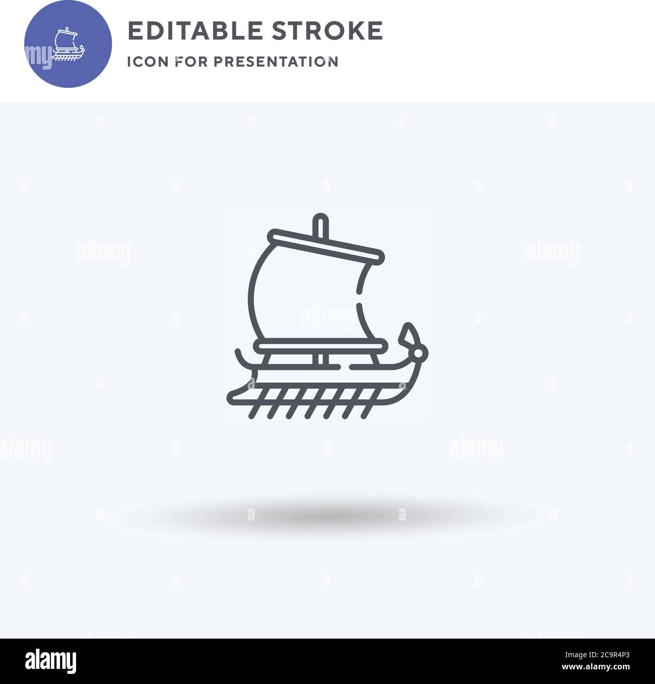 Trireme icon vector, filled flat sign, solid pictogram isolated on white, logo illustration ...