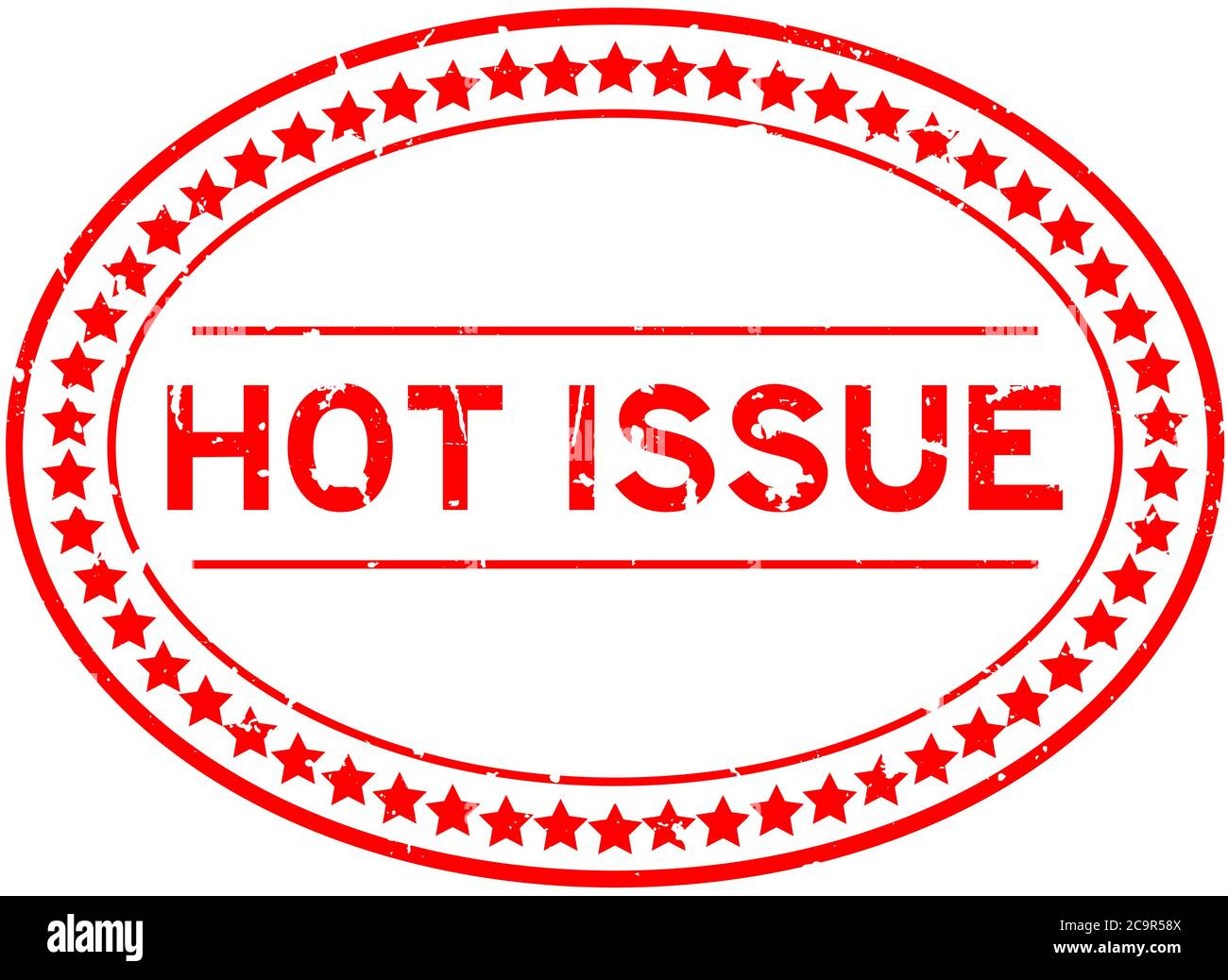 Grunge red hot issue word oval rubber seal stamp on white background ...