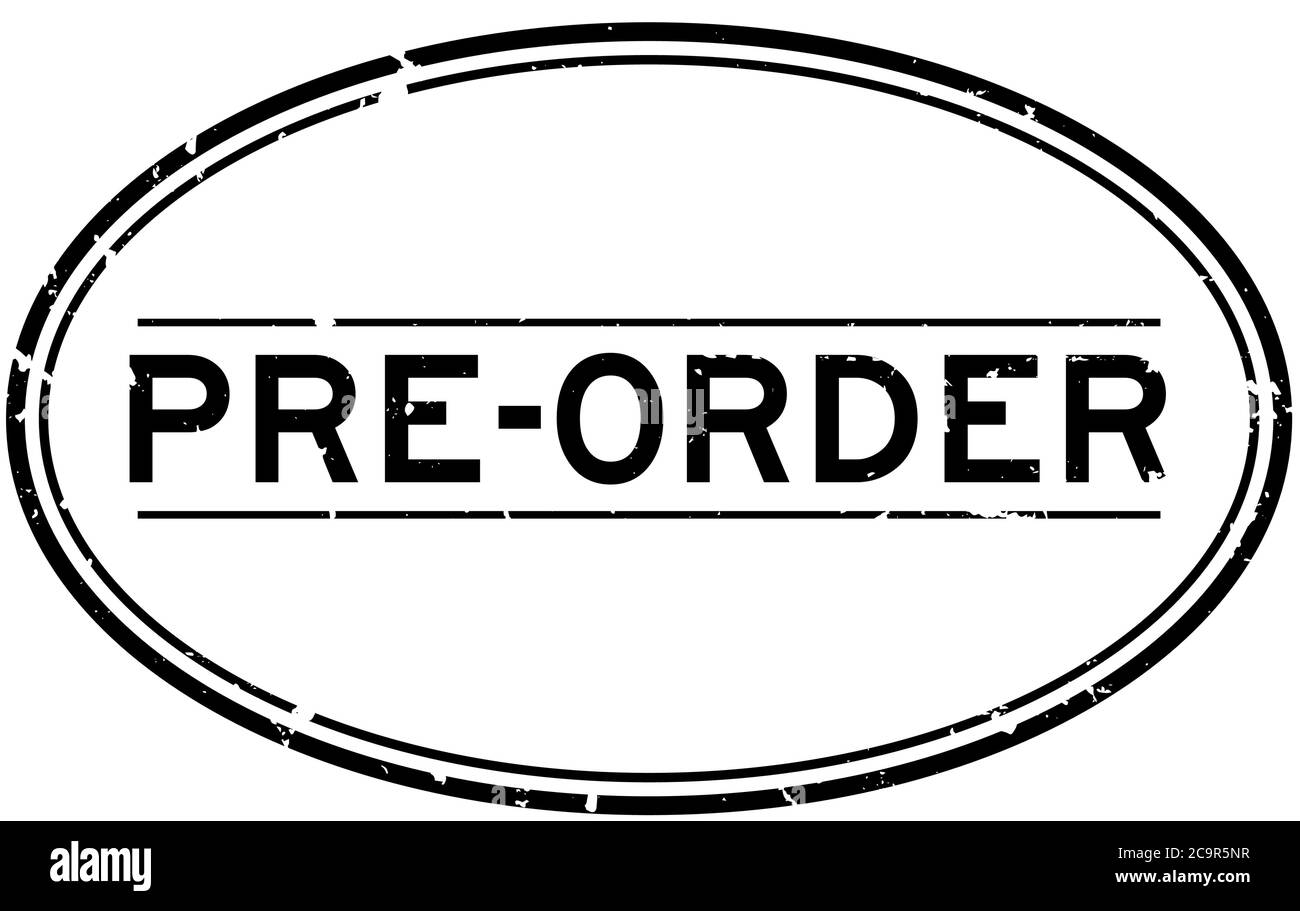 Grunge black pre order word oval rubber seal stamp on white background ...
