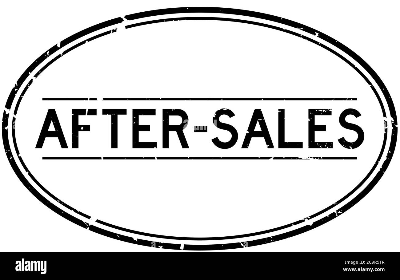 Grunge black after-sales word oval rubber seal stamp on white ...