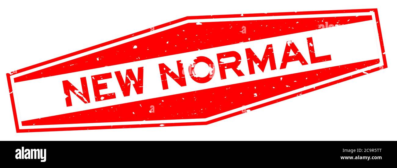 Grunge red new normal word hexagon rubber seal stamp on white background Stock Vector Image ...