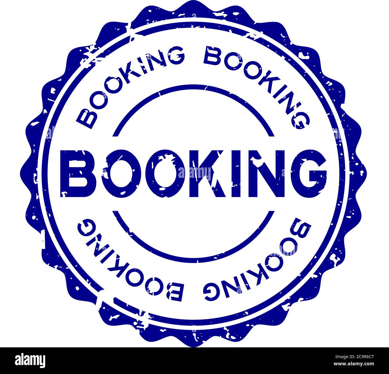 Grunge blue booking word round rubber seal stamp on white background ...