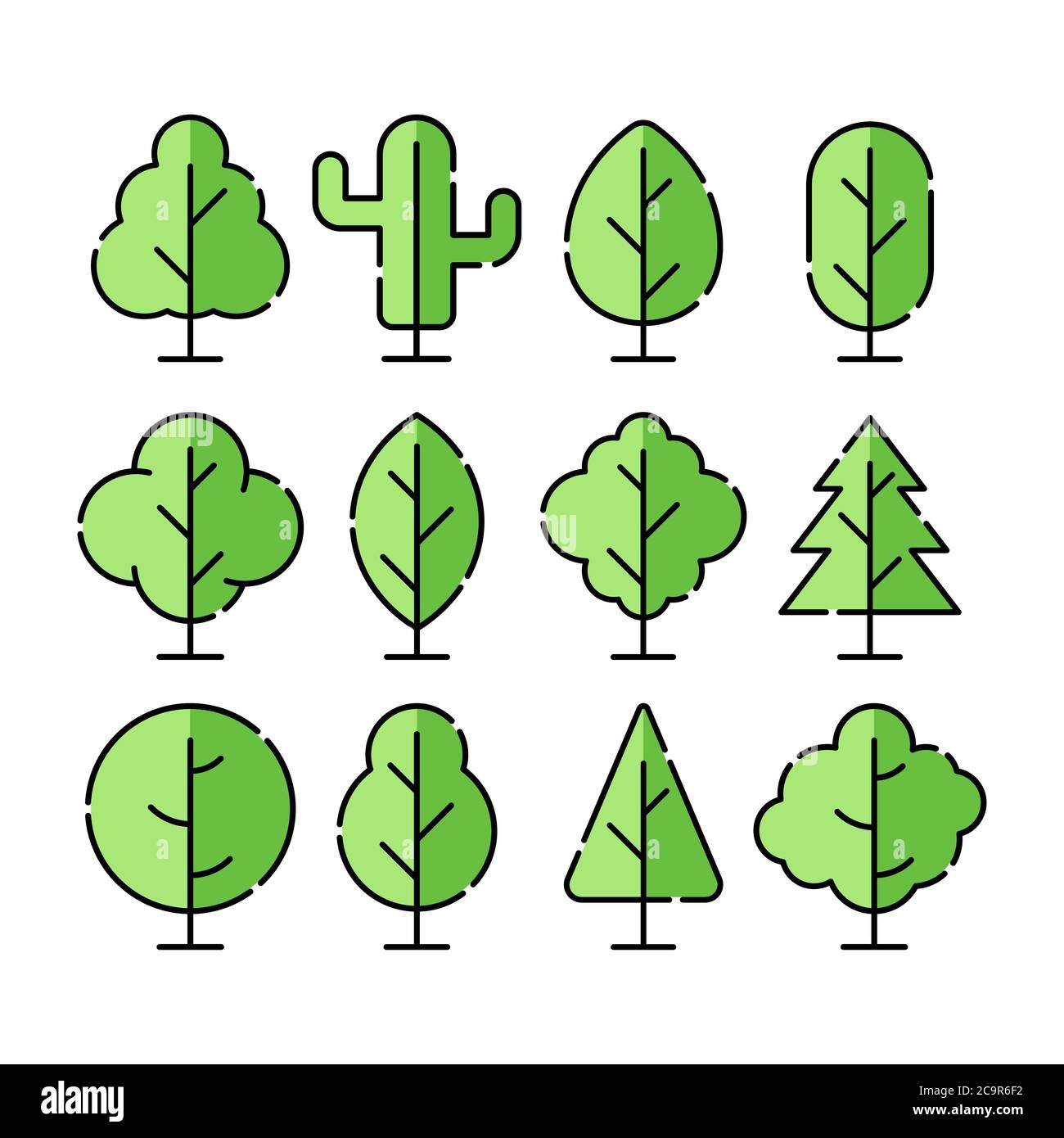 Set of Tree vector design illustration. Nature Tree vector in flat ...