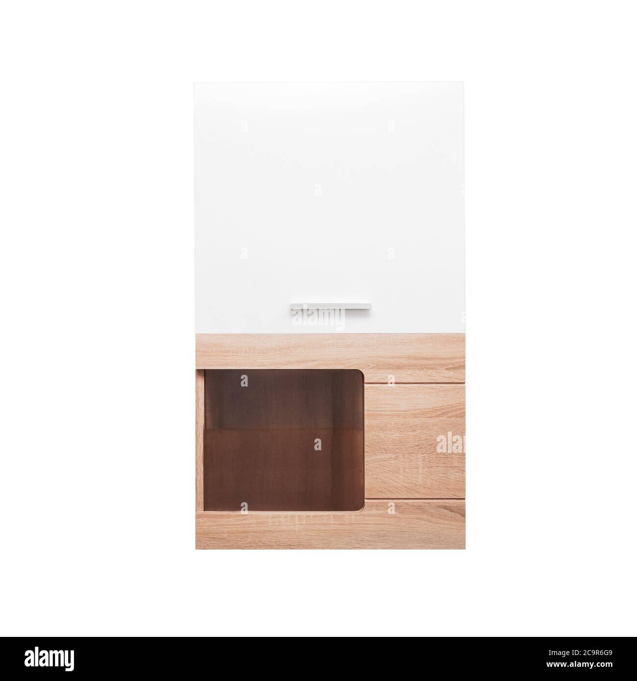 Wooden cabinet for living room isolated on white background. Light ...