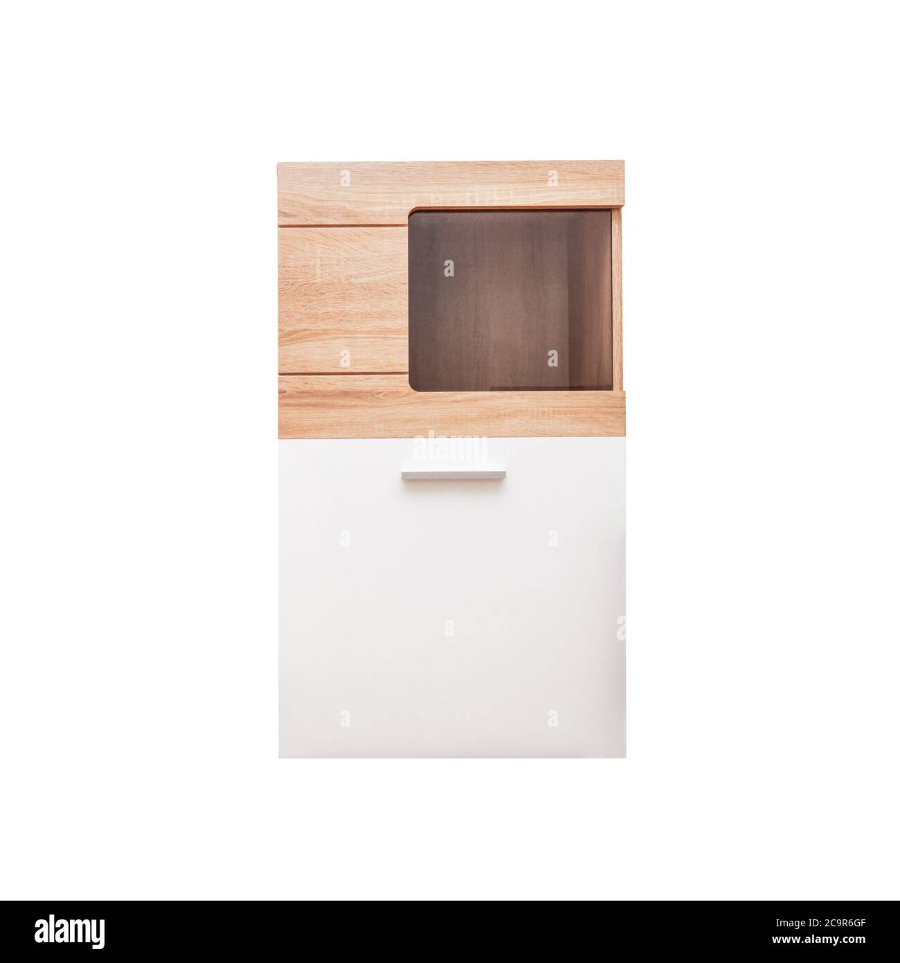 Wooden cabinet for office isolated on white background. Small new woods ...