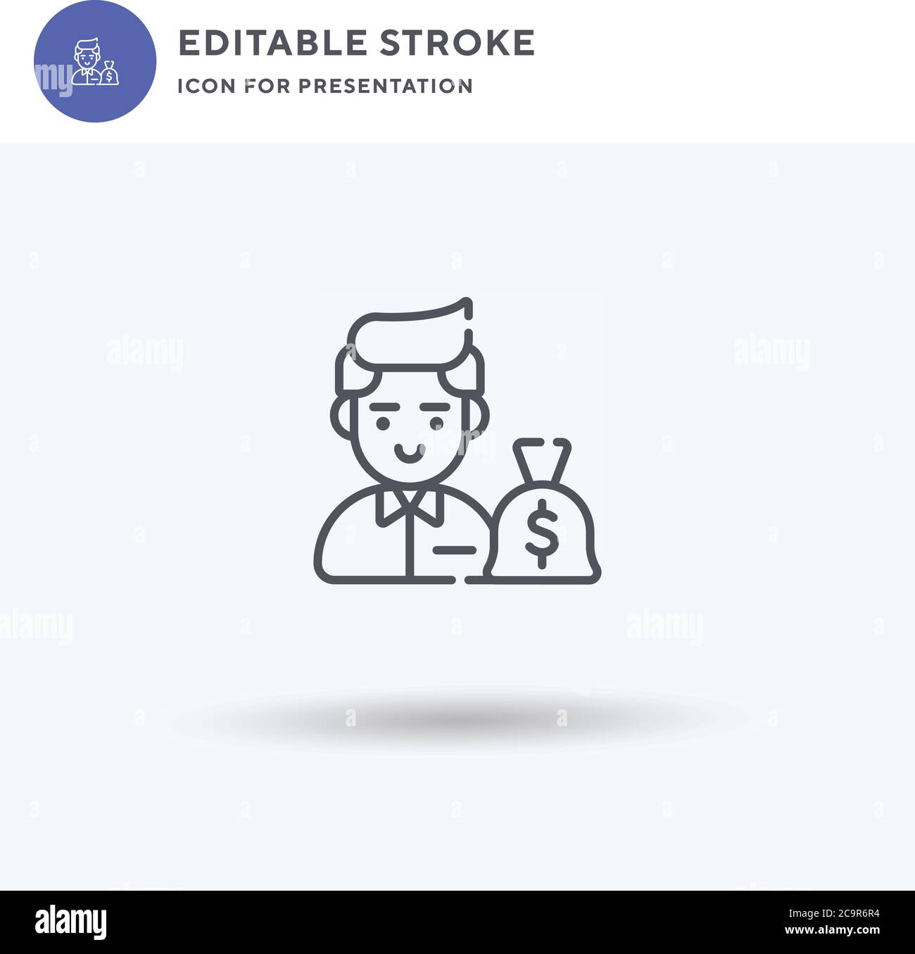 Banker icon vector, filled flat sign, solid pictogram isolated on white ...