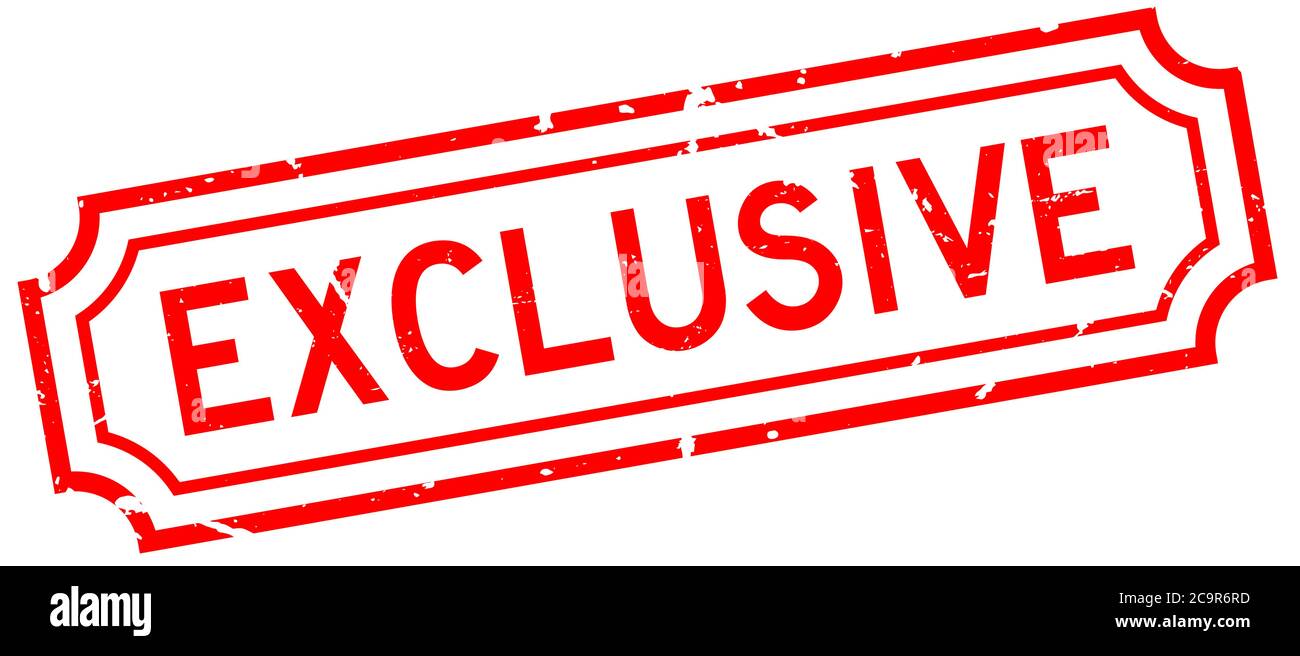 Grunge red exclusive word rubber business seal stamp on white ...