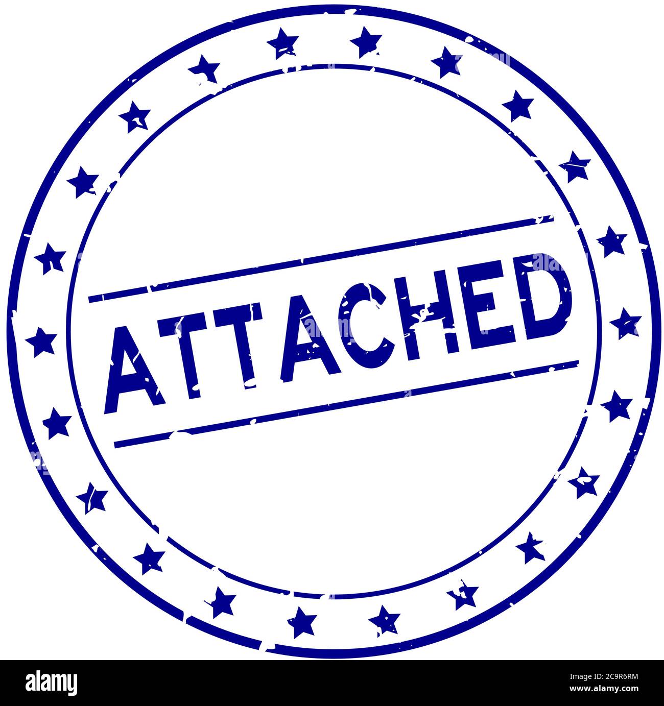 Grunge blue attached word round rubber seal stamp on white background ...