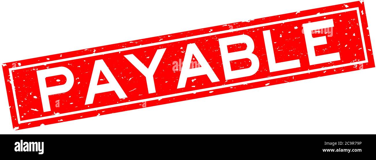 Grunge red payable word square rubber seal stamp on white background ...
