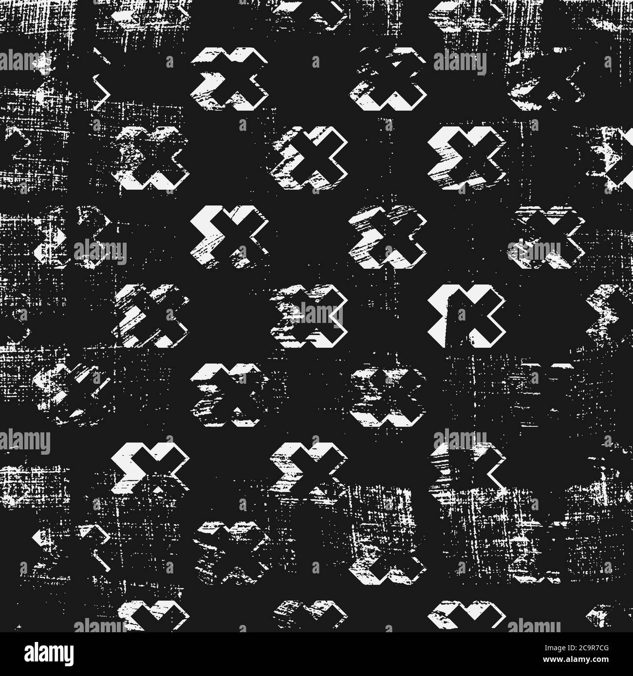 Textured abstract pattern with elements of diagonal cross. Square black ...