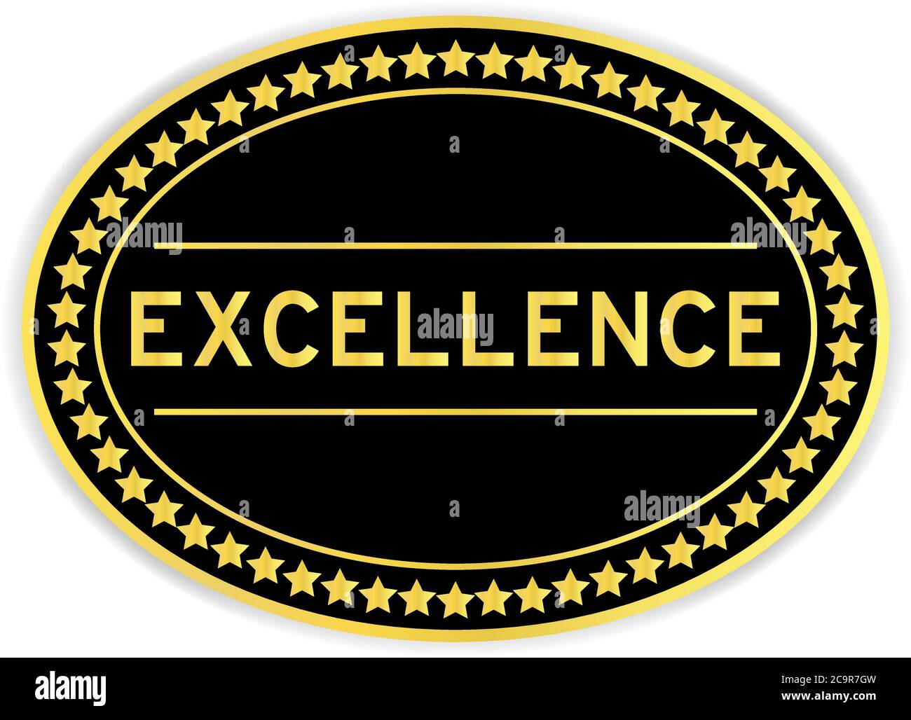 Black and gold color sticker with word excellence on white background ...