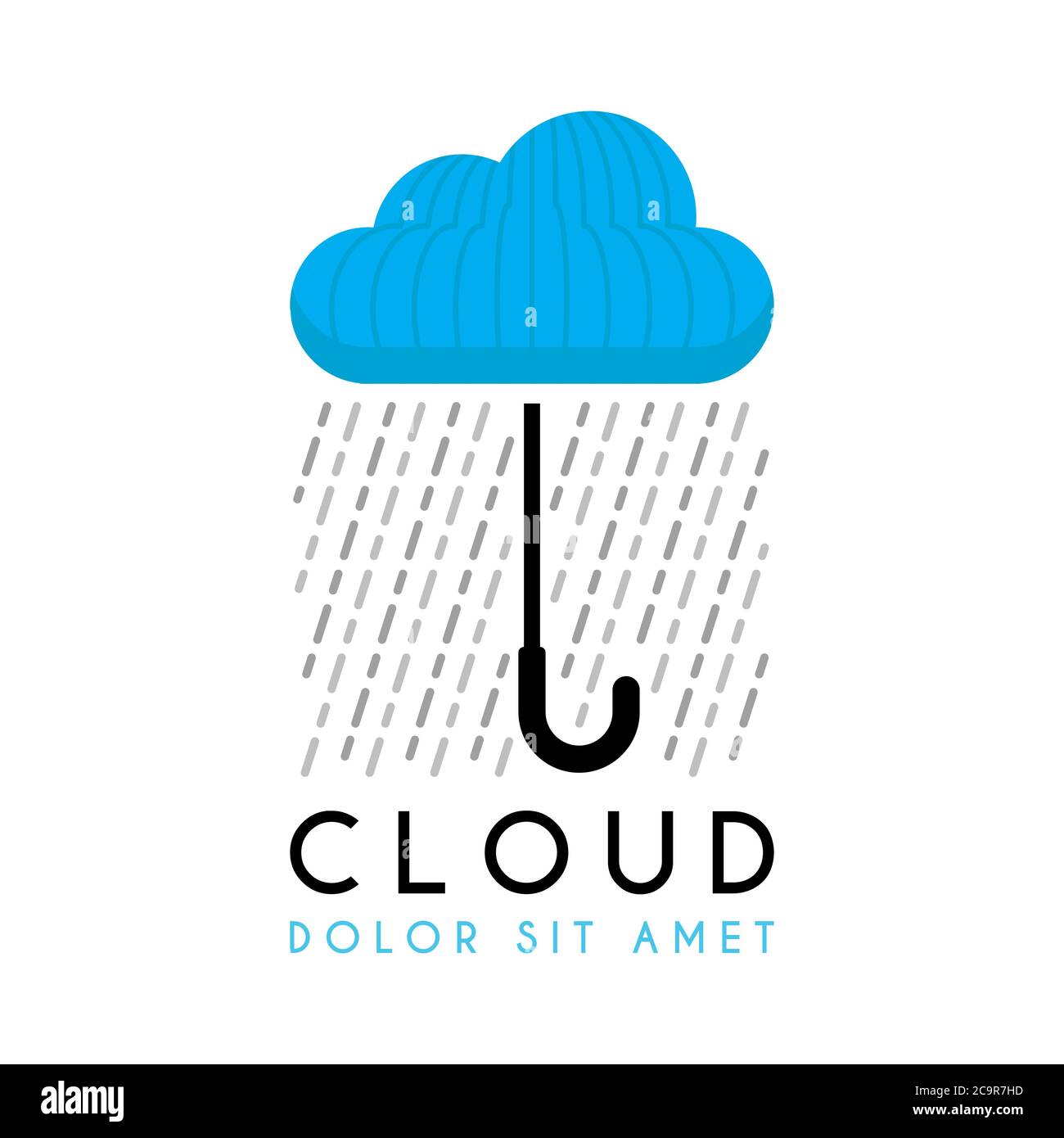 Blue rain umbrella with cloud logo can be used for companies and ...