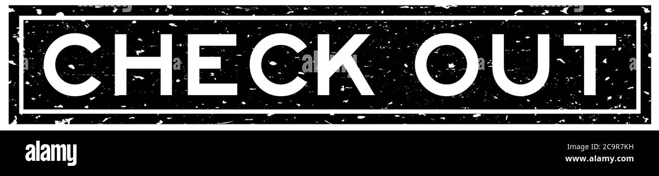Grunge black check out word square rubber seal stamp on white ...