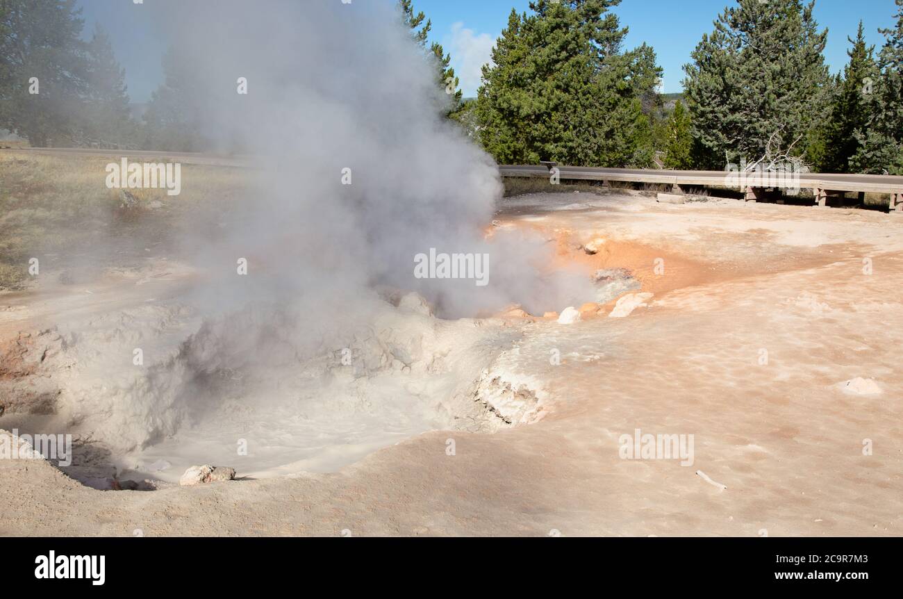 Lower geyser basin in the Yellowstone National park, USA Stock Photo ...