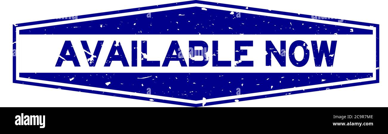 Grunge blue available now word hexagon rubber seal stamp on white background Stock Vector Image ...