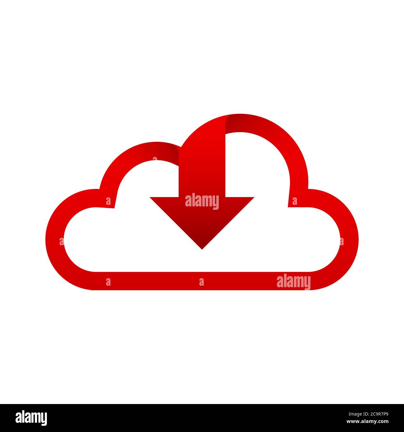 Logo Cloud red with arrow face down, Logo Cloud red download Stock ...