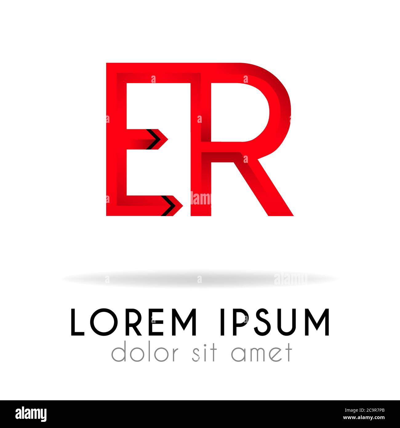 ribbon logo in dark red gradation with ER Letter. can also be used for ...