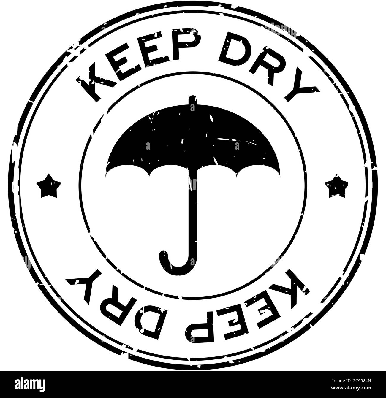 Grunge black keep dry word round rubber seal stamp on white background ...