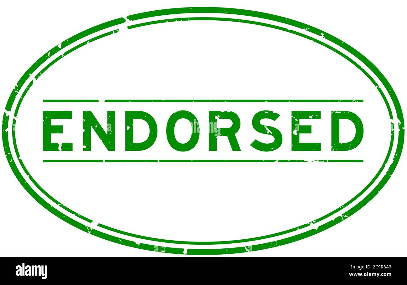Grunge green endorsed word oval rubber seal stamp on white background ...