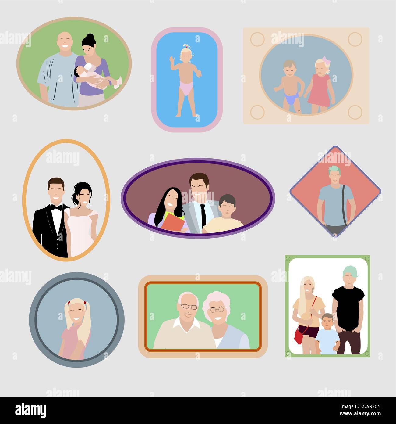 Family photo album collection. Photo frame image, memory pictures ...