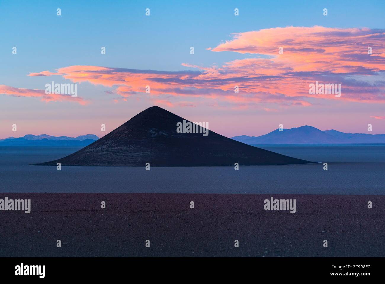 Cone of Arita, in the desert landscape of the Salar de Arizaro, La Puna ...