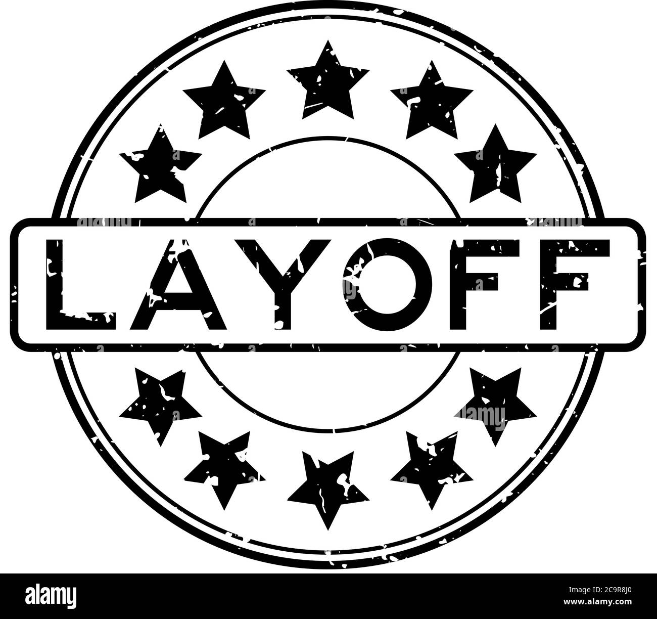 Grunge black layoff word with star icon round rubber seal stamp on ...