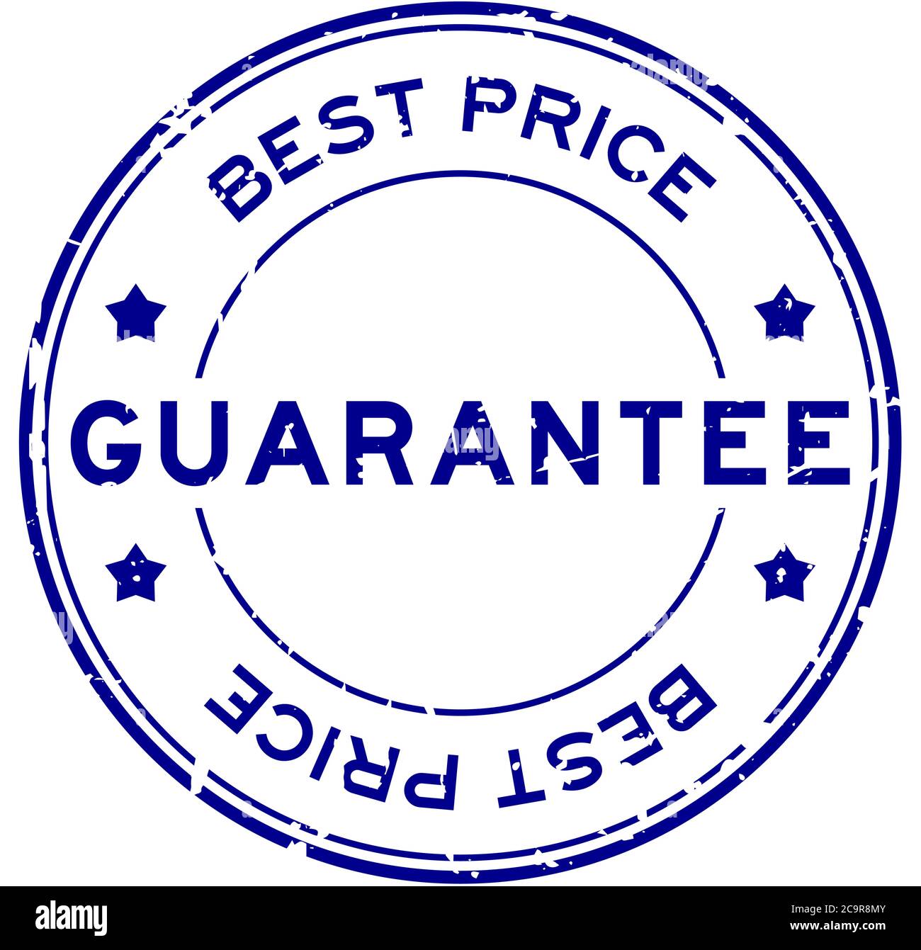 Grunge blue best price guarantee word round rubber seal stamp on white background Stock Vector ...