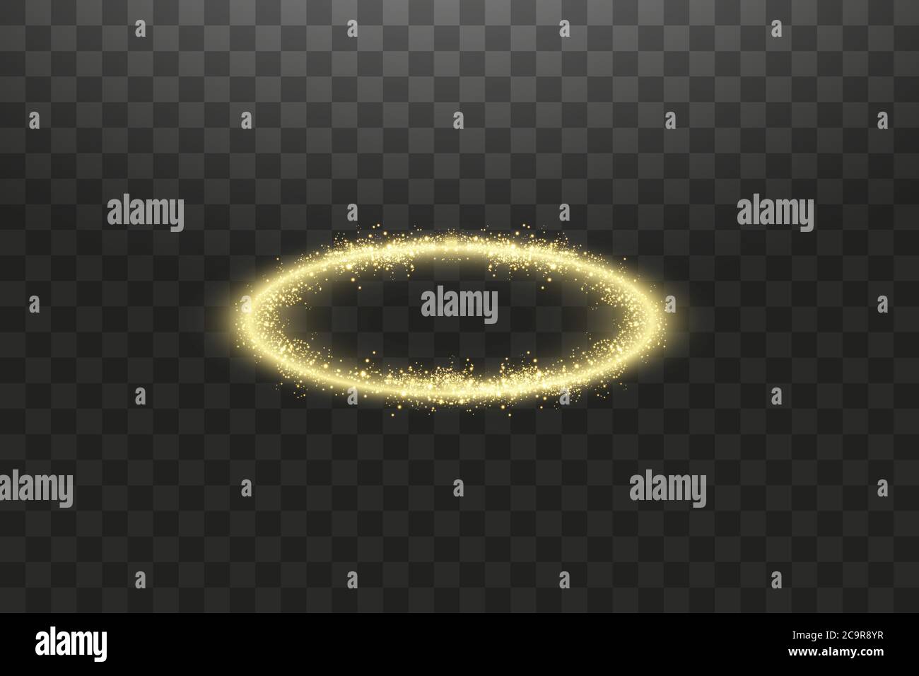 Golden halo angel ring. Isolated on black transparent background ...