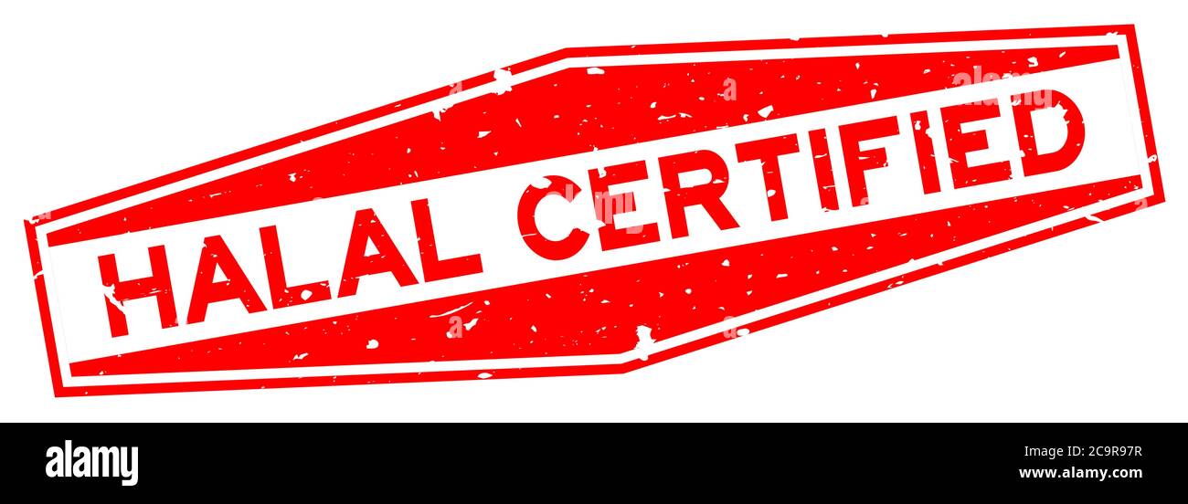 Grunge red halal certified word hexagon rubber seal stamp on white background Stock Vector Image ...