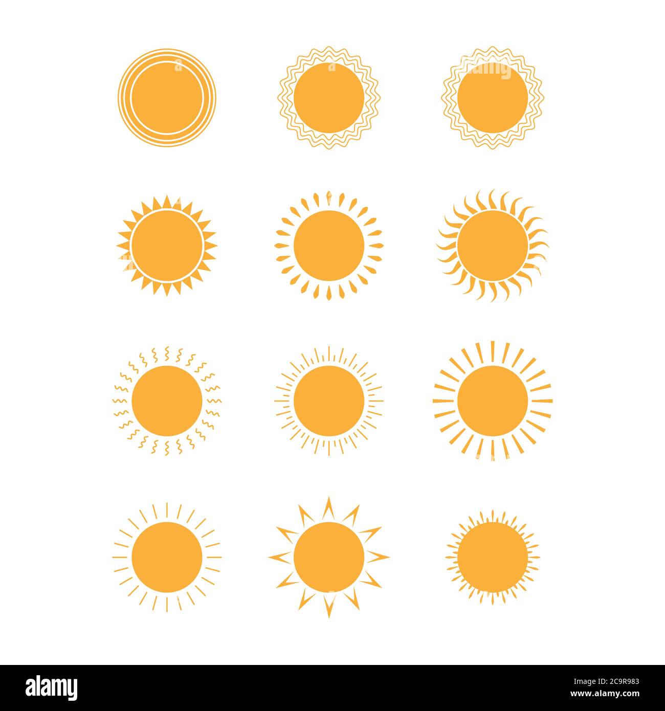 sun. Set of icons, collection of colored sun elements for stickers ...