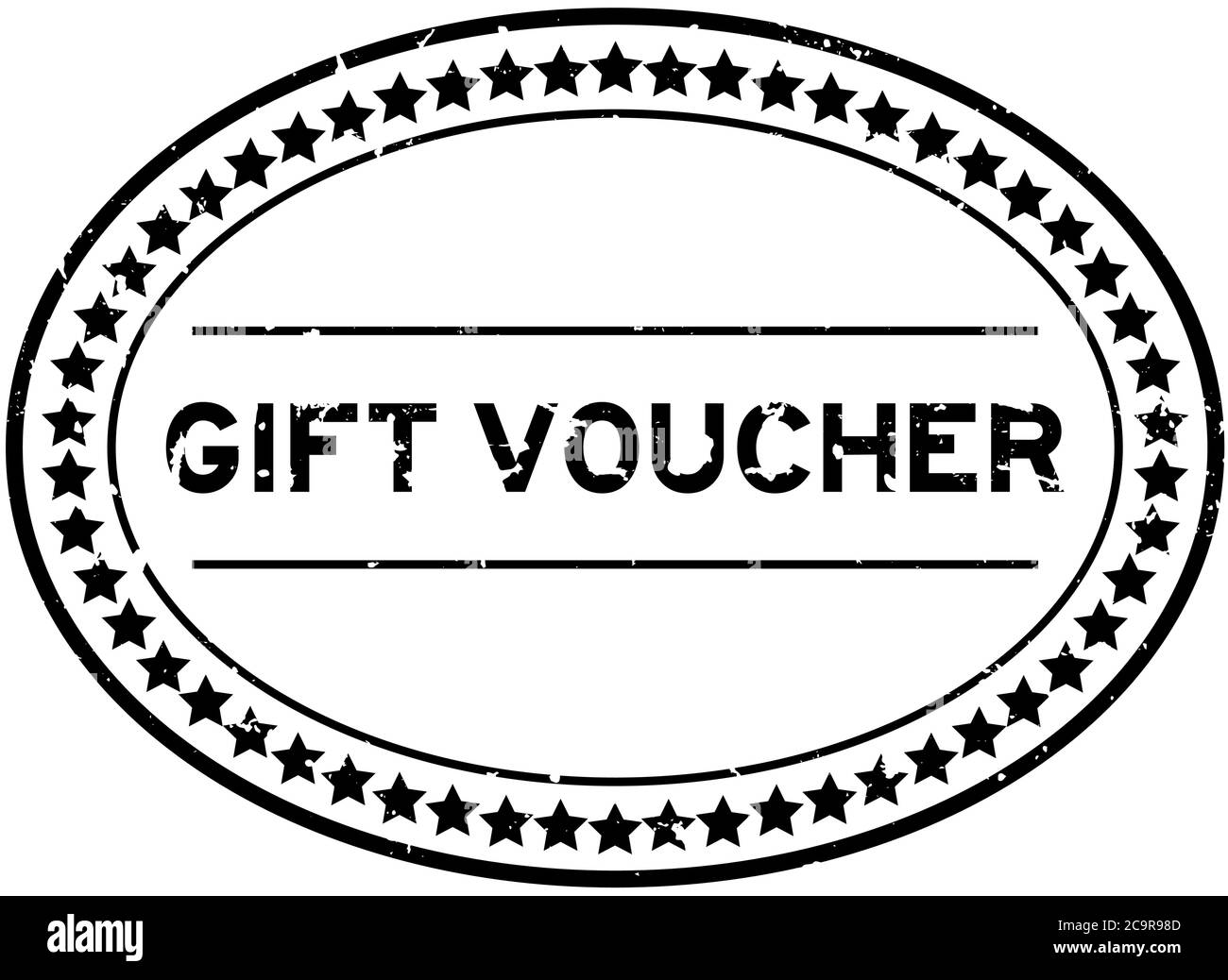 Grunge black gift voucher word oval rubber seal stamp on white ...