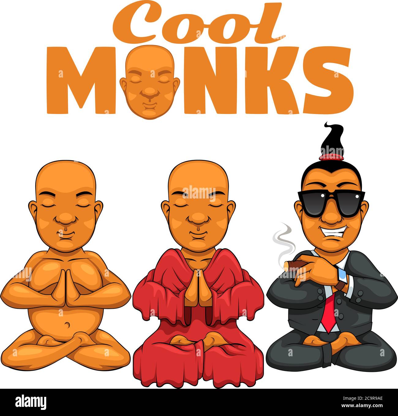 Monk Mascot illustration. Vector graphics, works well with anything ...