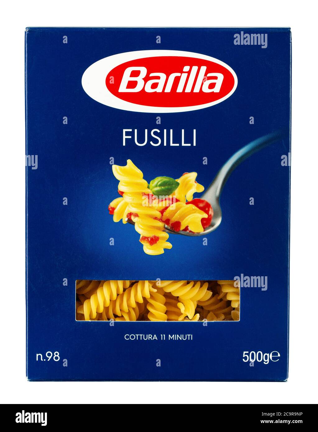 Ukraine, Kyiv - April 02. 2020: Barilla Fusilli pasta isolated on white ...