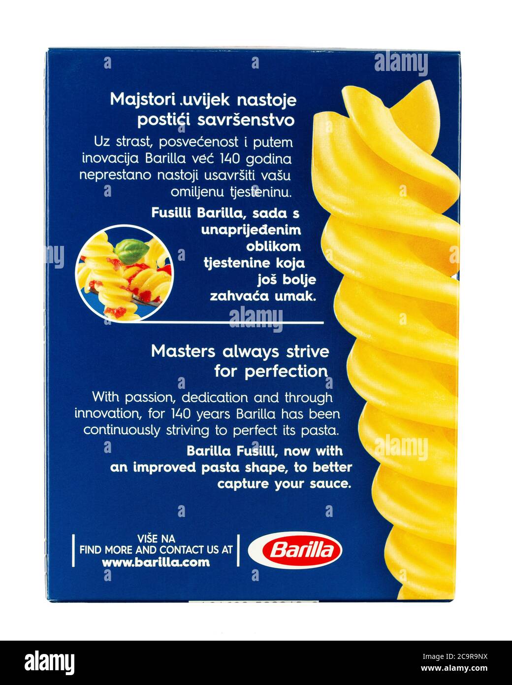 Ukraine, Kyiv - April 02. 2020: Barilla Fusilli pasta isolated on white ...