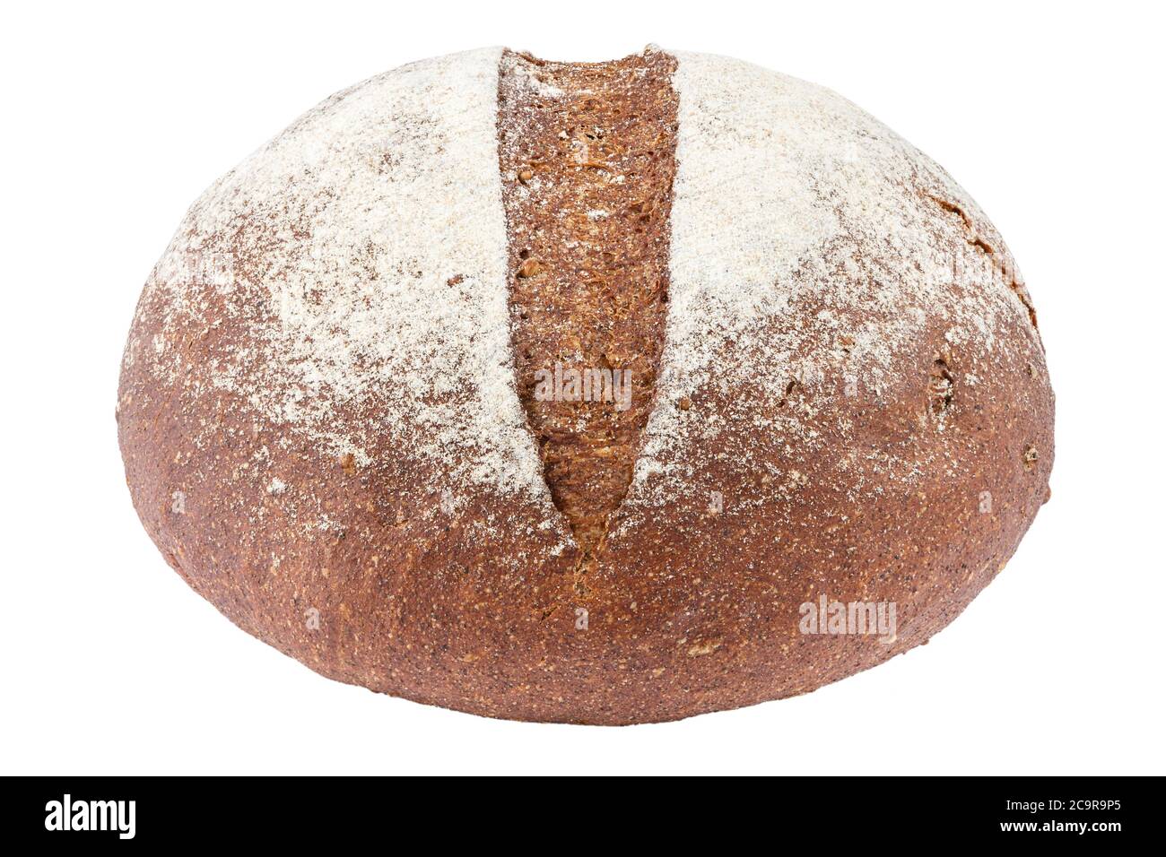 loaf of black round loaf isolated on white background. place for text ...