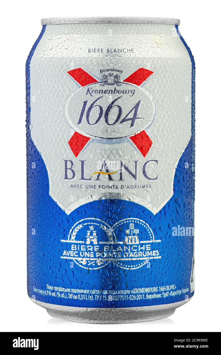 Ukraine, Kyiv - June 22. 2020: Aluminium can beer Kronenbourg 1664 ...