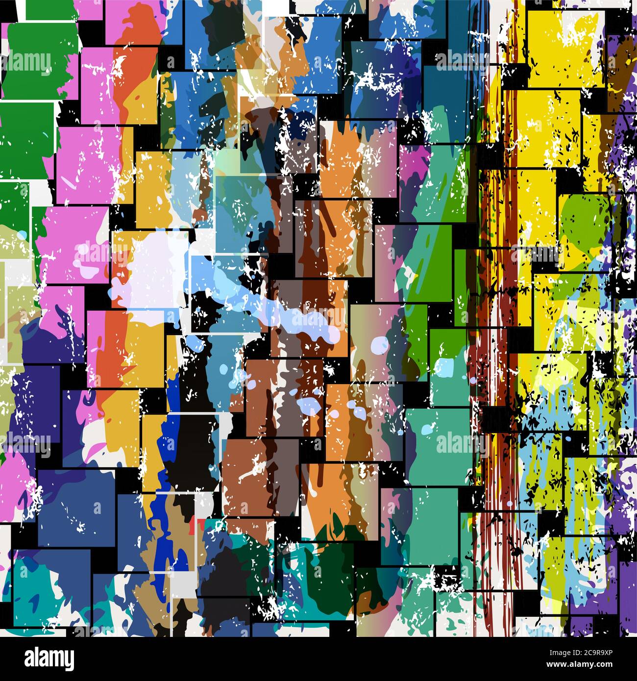 abstract geometric background pattern with paint strokes, splashes and ...