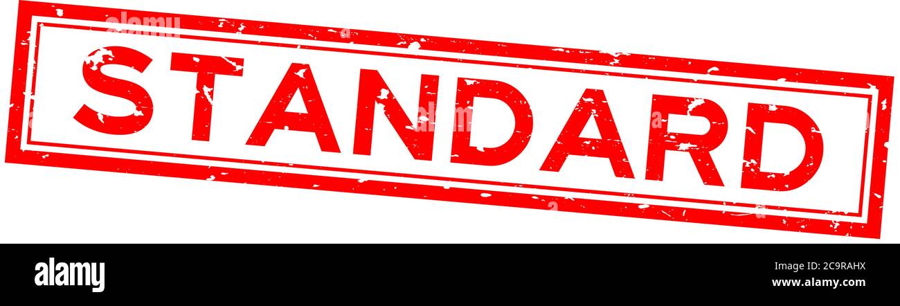 Grunge red standard word square rubber seal stamp on white background ...