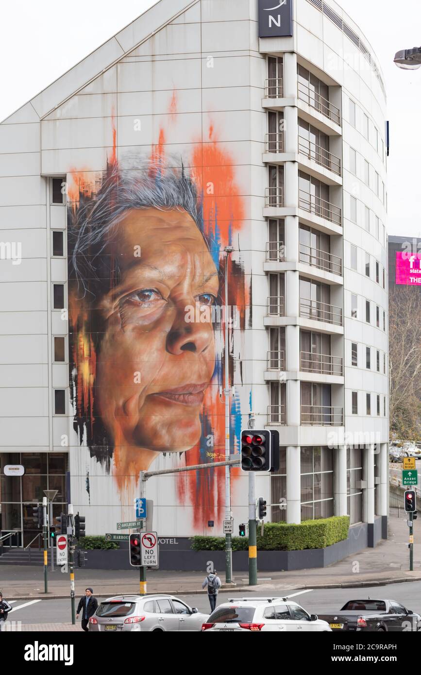 The mural of Aboriginal elder Jenny Munro painted by acclaimed street ...