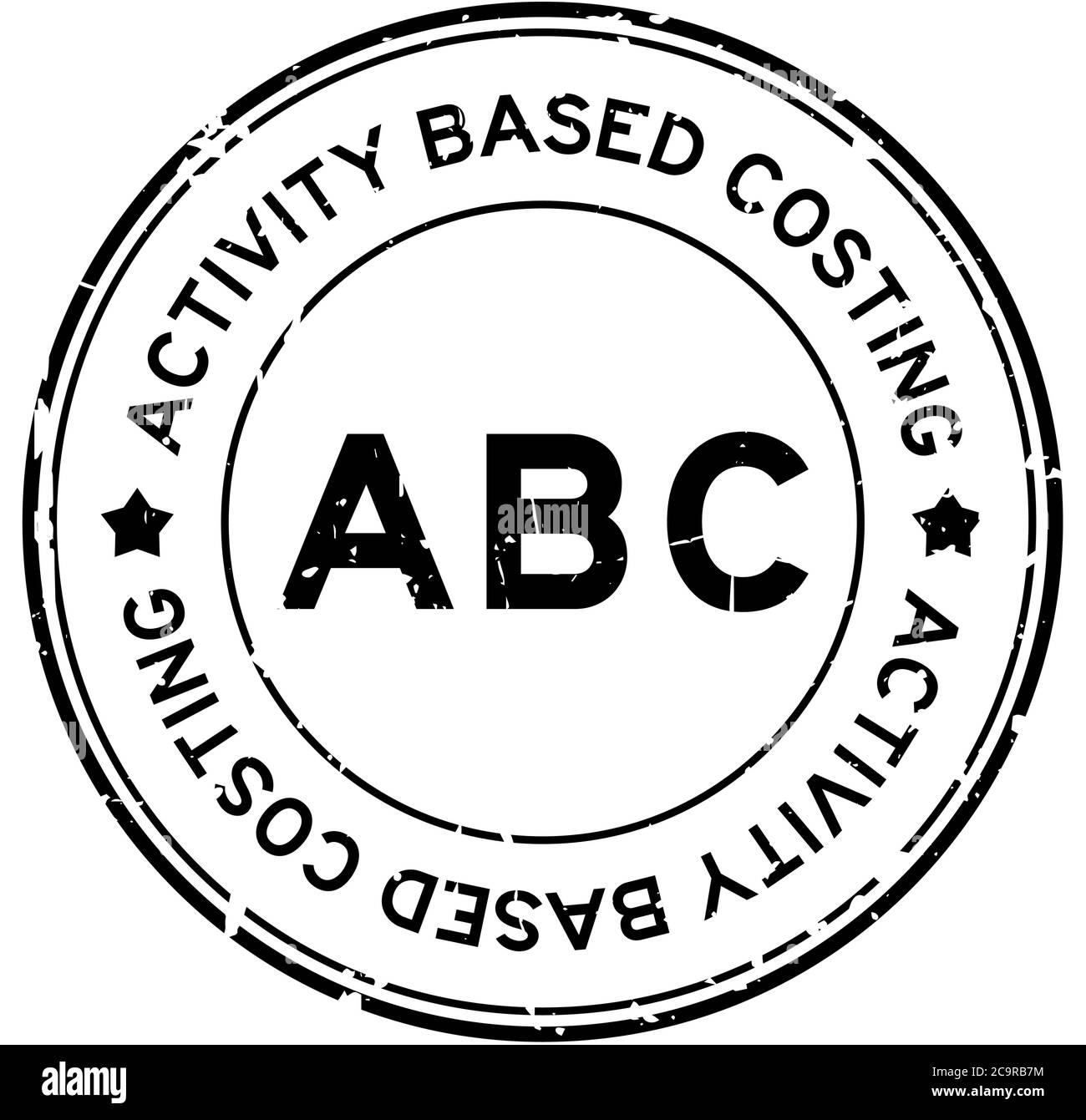 Grunge black ABC (abbreviation of activity based costing) word round ...