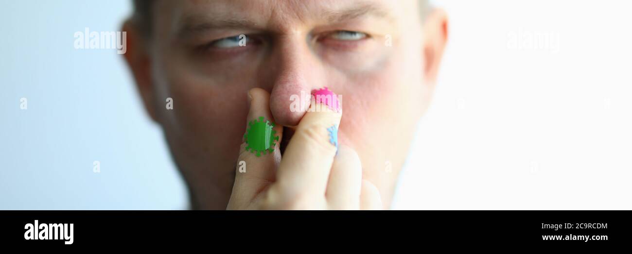 Transmission of cells on face Stock Photo - Alamy