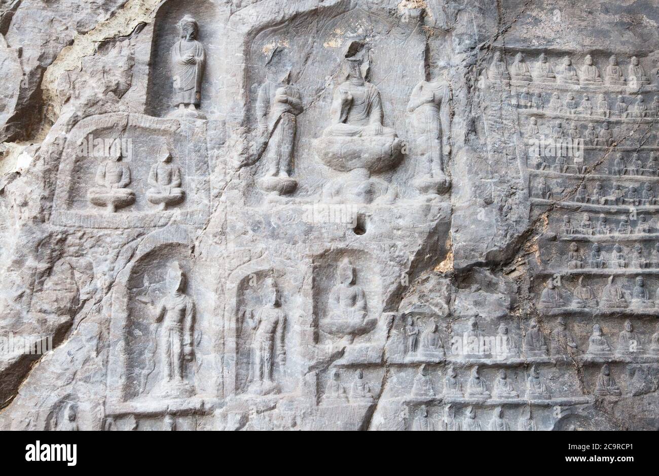 Famous Longmen Grottoes (statues of Buddha and Bodhisattvas carved in ...